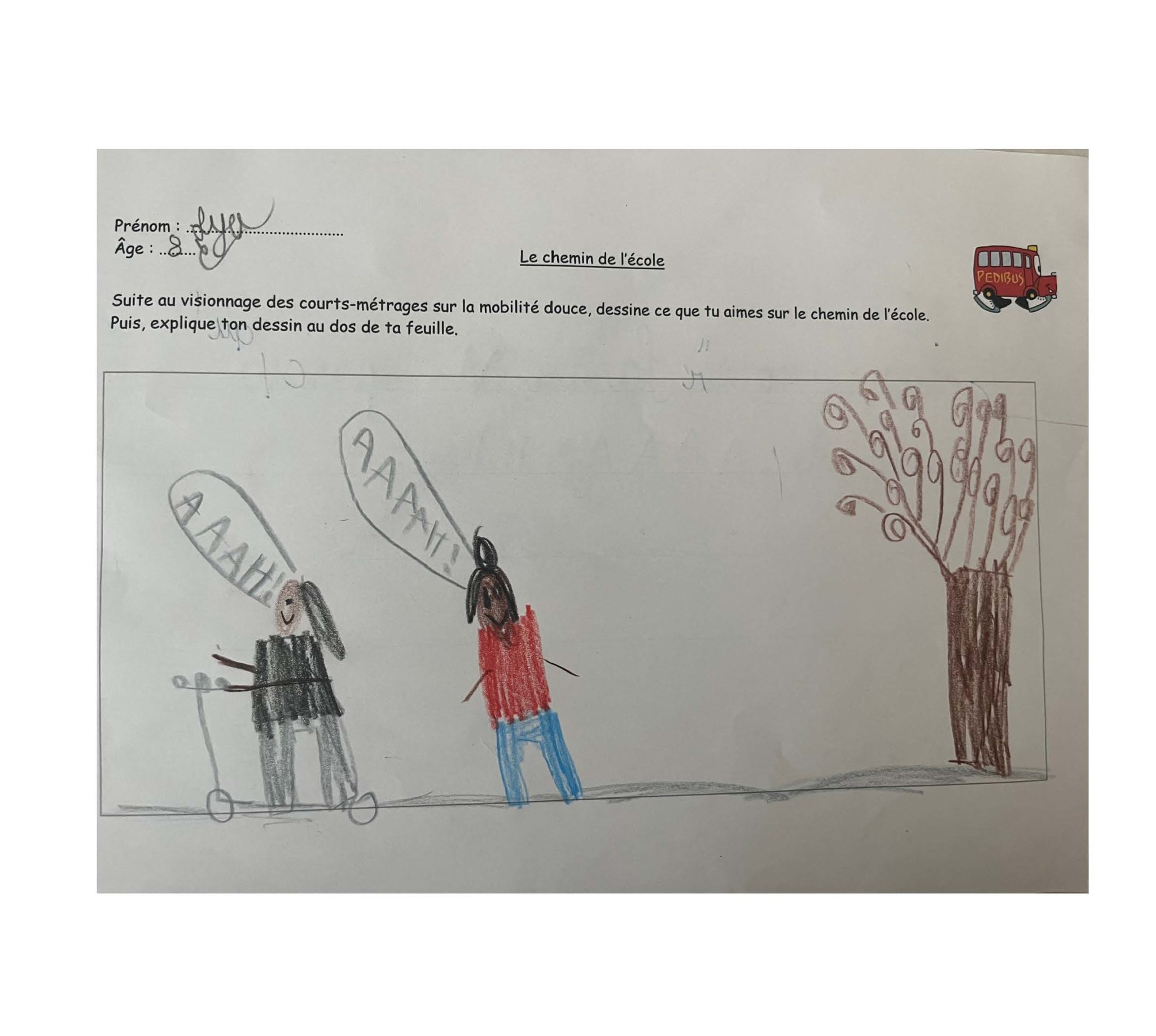 Dessins : "ce que j'aime sur le chemin de l'école" - ATE Pedibus